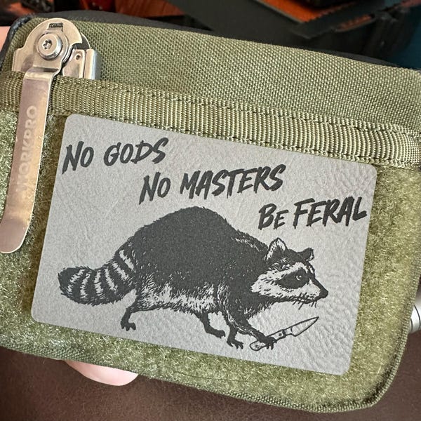 No Gods, No Masters, Be Feral, Raccoon W/ Knife Patch, Anti-authoritarian, Perfect for Tactical ...