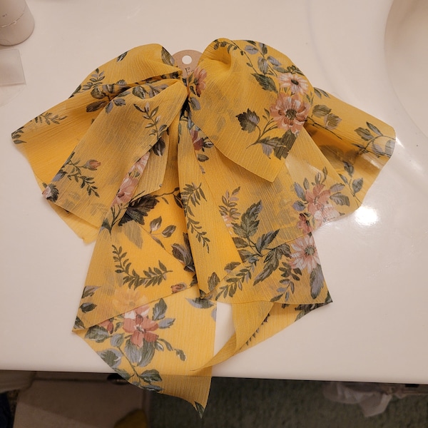 Chiffon Floral Layered Hair Bow Droopy Style Feminine Accessory for ...