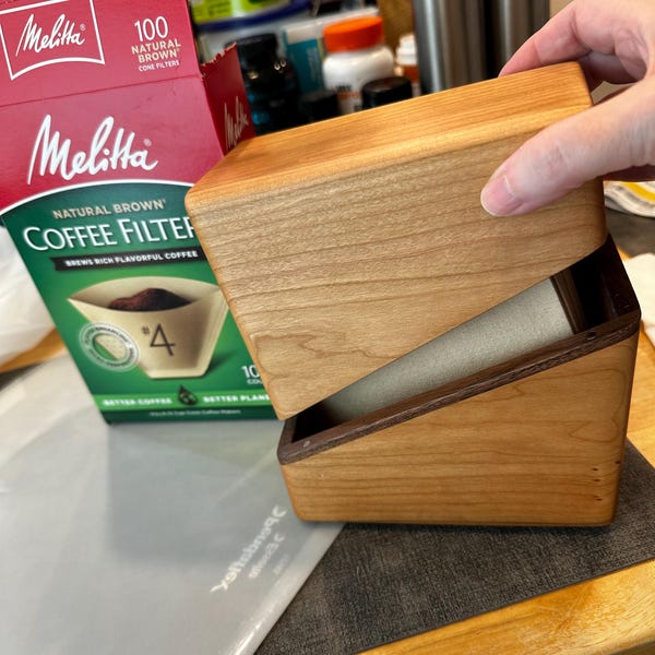 Solid Coffee Filter Paper Storage Container,walnut Wooden Coffee Filter ...