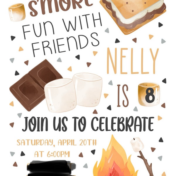 Editable Smores Birthday Invitation, S'mores Invitation, Bonfire ...