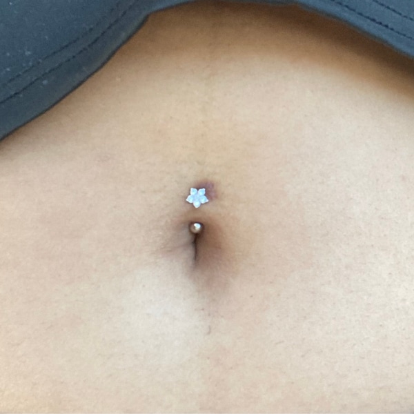 Small Flower Belly Button Ring • Sterling Silver Floating Navel Ring ...