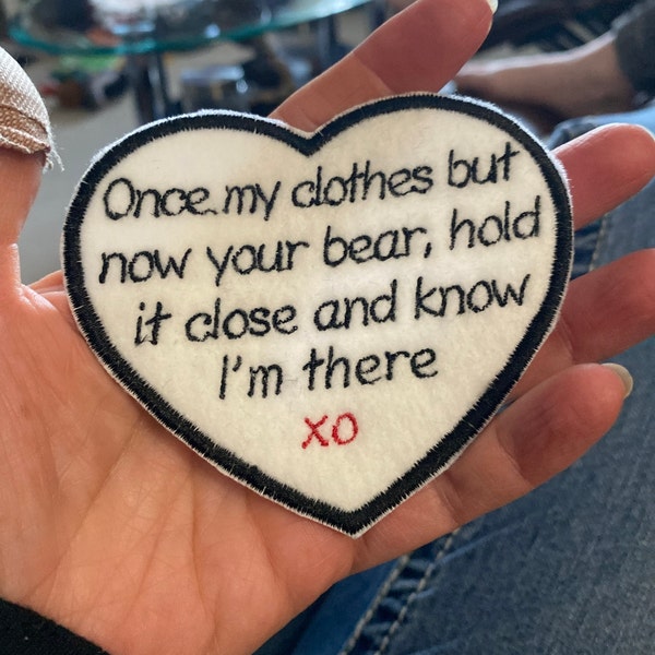 Personalised Heart Shaped Memory Embroidery Patch for a Memory Bear. Once My Clothes and Now ...