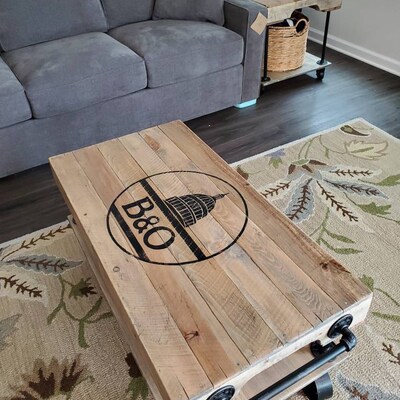 Industrial Railroad Coffee Table Cart, Norfolk & Western - Etsy