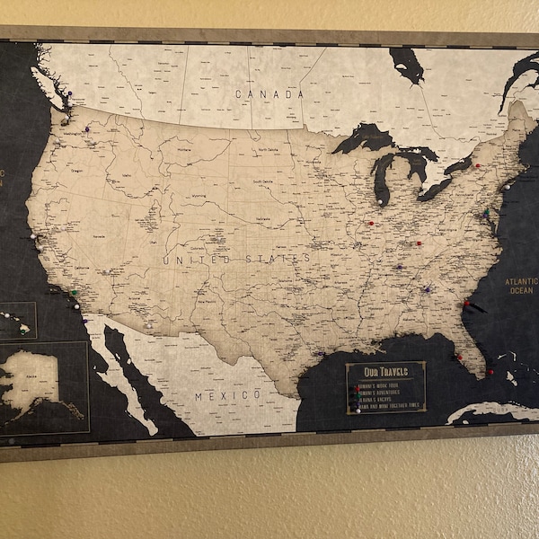 Large USA Push Pin Map | Personalized Travel Map of the US | Executive ...