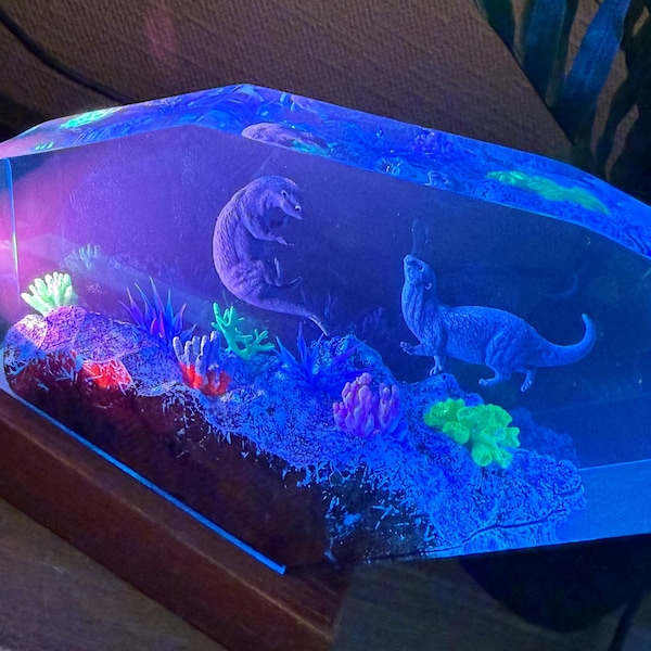 Jellyfish & Coral Epoxy Resin Night Light- Axolotl Resin Lamp, Handmade ...