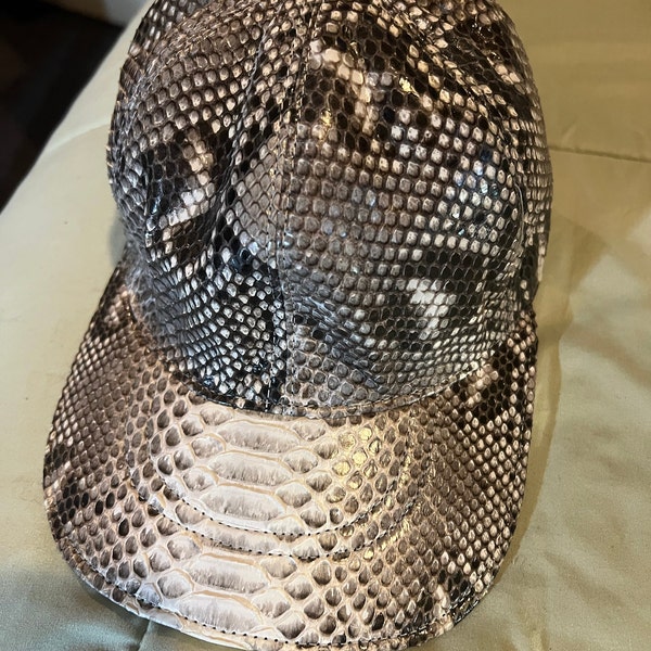 Baseball Cap Genuine Python Snakeskin Adjustable With 4 Varian Natural ...