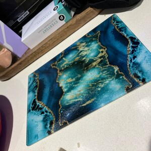 Black Marble Personalized Glass Cutting Board, Christmas Glass Cutting ...