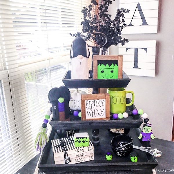 Frankenstein Place Setting Block: Personalized Halloween Table Decor - Etsy