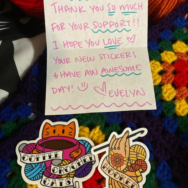 Funny Crochet Hooked Tattoo Flash Inspired Vinyl Sticker, Crocheter ...