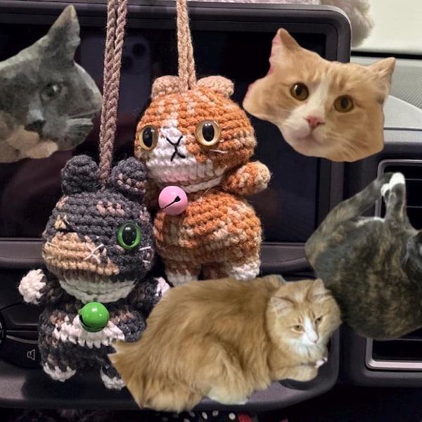 Car Hanging Custom Pet Portrait, Custom Cat Doll, Cat Car Accessories ...