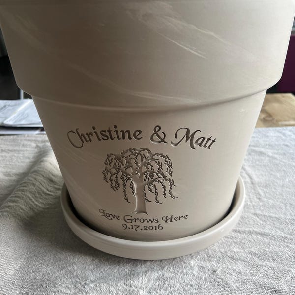 Etched Planter Custom Engraved - Carved Terra Cotta Flower Pot With ...