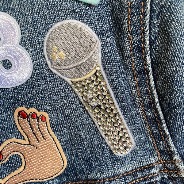 Microphone Iron on Embroidered Patch - Etsy