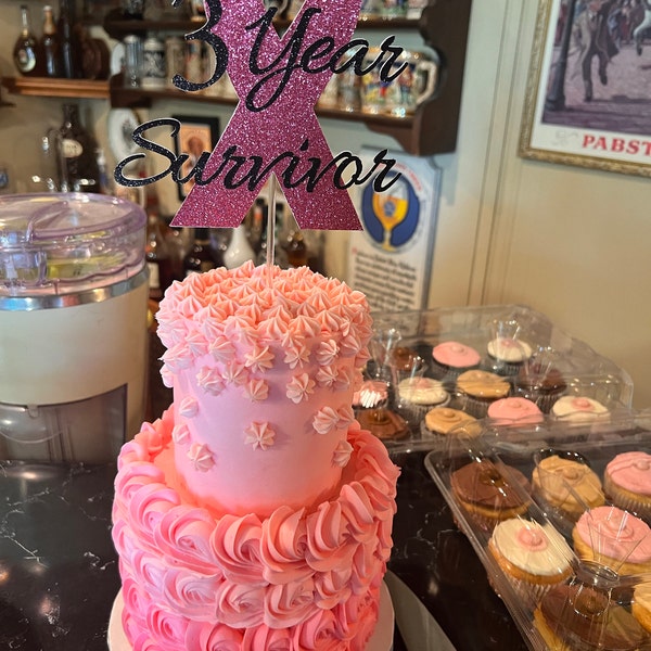 Breast Cancer Survivor Cake Topper, Cancer Fighter Celebration Topper ...