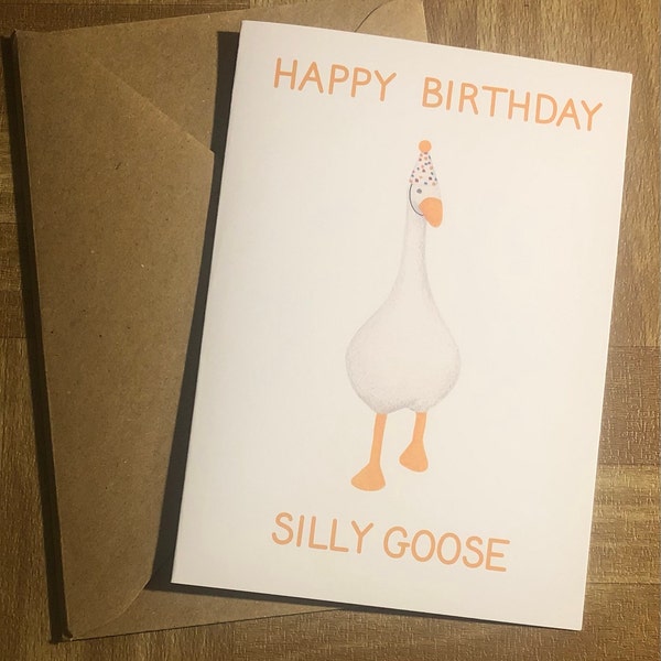 Silly Goose Birthday Card: Party Hat Animal Greetings Card - Etsy