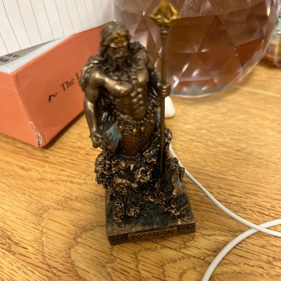 Vintage Poseidon Mini Statue Small Hand-painted Ancient Greek God ...
