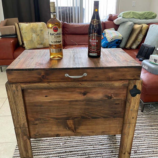 Reclaimed Wood Cooler Stand: Rustic Drink Station With Bottle Opener - Etsy