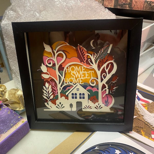Personalizable Home Sweet Home 3D Shadow Box Template SVG File, Light ...