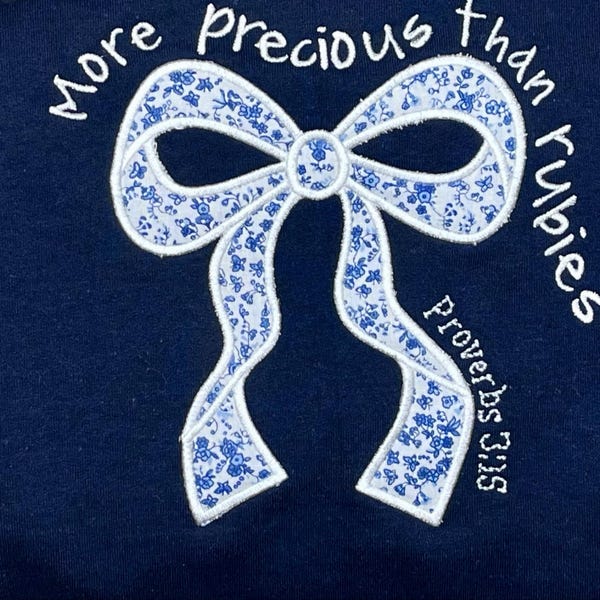 Kinley Bow Zigzag Stitch Applique Embroidery Design Bow Applique ...