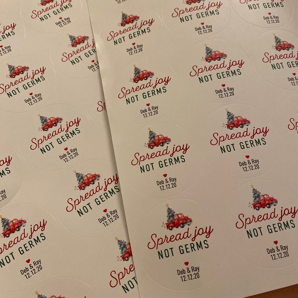 Spread Joy Not Germs Labels,sanitizer Labels,christmas Gift, Christmas ...