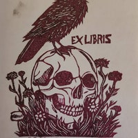 Raven Ex Libris Stamp for Personalized Book Ownership, Raven Stamp ...