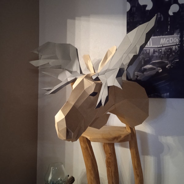 Moose Trophy Papercraft Sculpture, Printable 3D Puzzle, Papercraft Pdf ...