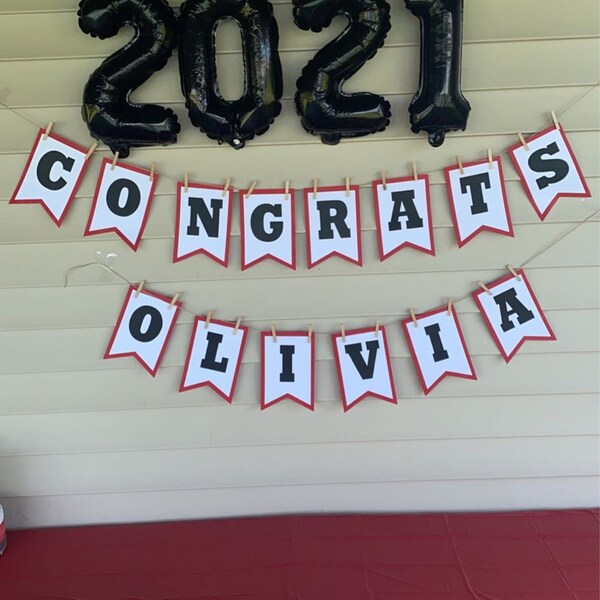 Congratulations Banner | Yellow Navy Glitter Gold | Party Banner ...