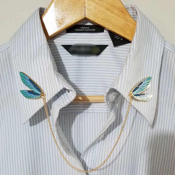 Fairy Wings Collar Pins Gold Plate Hard Enamel Pins W/ Chain - Fantasy ...