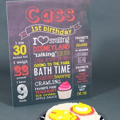 Third Birthday Chalkboard Sign Printable Custom Hot Pink 3rd Birthday ...