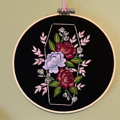 Gothic Rose Halloween Embroidery Pattern Duo. Beginner Embroidery ...