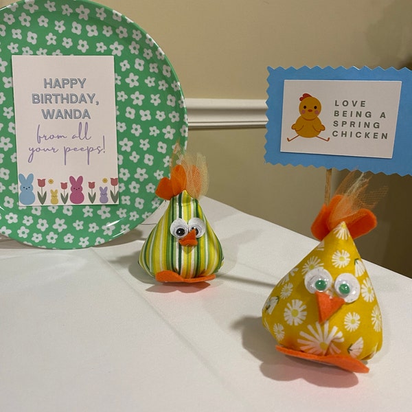 DIY Cone-shaped Easter Chicken in a Nest, Chicken Made of Fabric and ...
