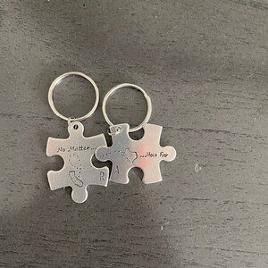 Puzzle Piece Keychains Couple Keychains Connected by Heart | Etsy