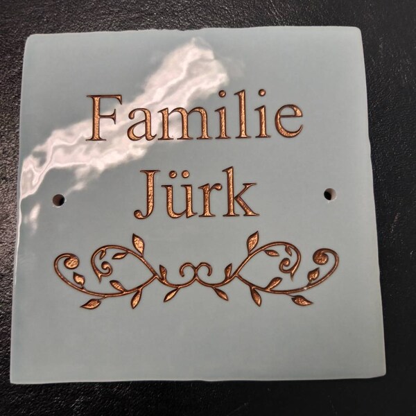 Engraved Emerald Green Ceramic Wall Tile Address Sign Irish Handmade ...