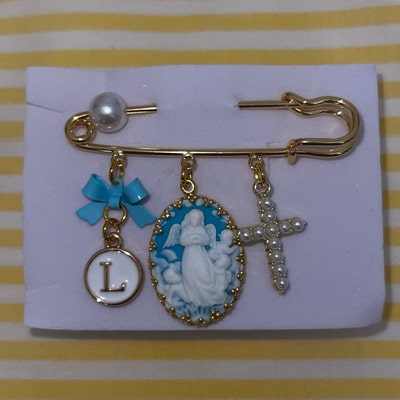 Guardian Angel Medal, Crib Angel Pin Brooch, Protection Watch Over Baby ...