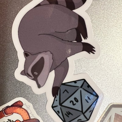 Raccoon Playing With D20 Dice Sticker Tabletop RPG Inspired Sticker Rpg ...