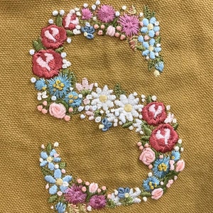 Machine Embroidery LETTER S Uppercase 9,6cm/3.80 Tall Dainty Floral ...