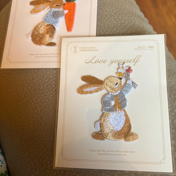 Rabbit Patch, 3 Styles, Embroidered Bunny Patches, Iron on Sew on ...