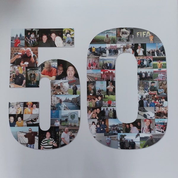 50th Birthday Custom Picture Photo Display Board Number Collage Framed ...