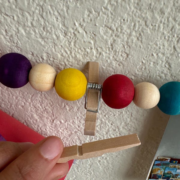 Colorful Beaded Garland With Clips , Kids Art Display , Nursery Decor ...