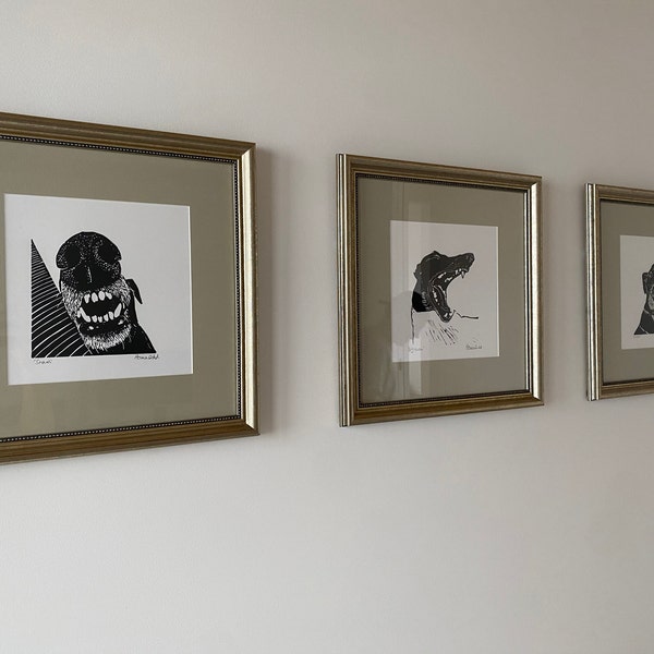 Greyhound Signed Original Lino Print - Snaws (teefs) - Etsy