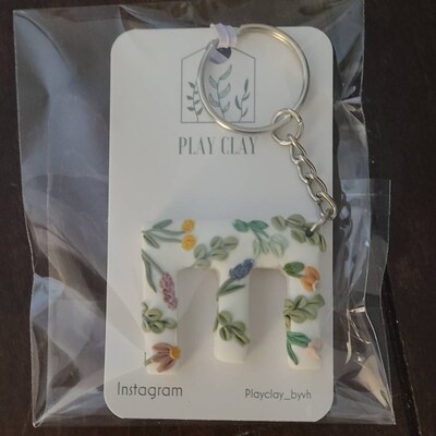 Polymer Clay Letter Keychain Initial Keychain - Etsy