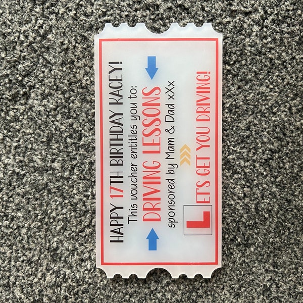 Driving Lesson Gift Voucher for Her, Personalised Gift Card for ...