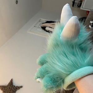 Bright Red Furry Plush Fursuit Hand Paws Red Luxury Fur With White ...