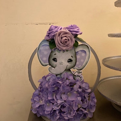 Girl Baby Elephant Stand up Cutouts Party Decorations Girl Baby Shower ...