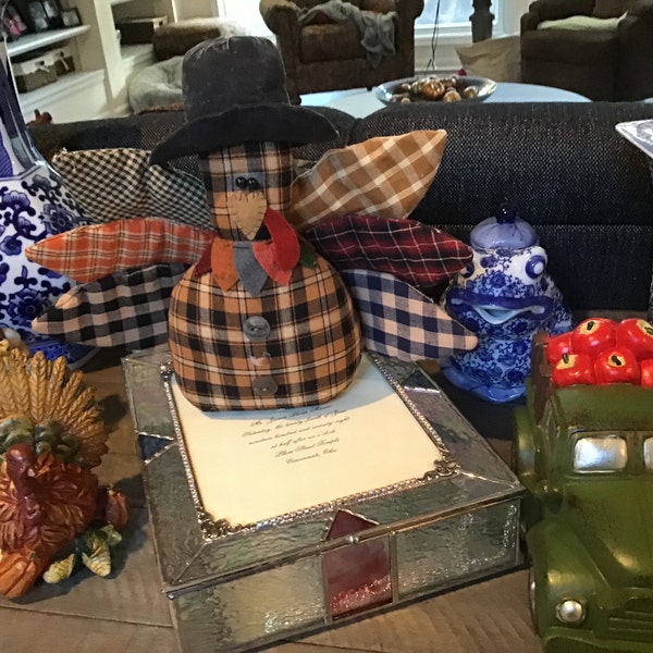 Primitive Thanksgiving Homespun Turkey – Patchwork Fall Tabletop Decor ...