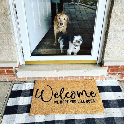 Funny Dog Doormat Welcome We Hope You Like Dogs Gift for - Etsy