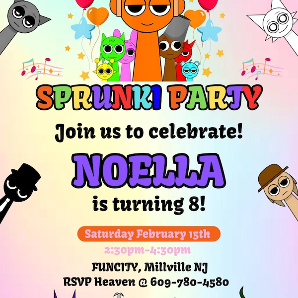 Custom Sprunki Birthday, Personalized Name Sprunki Birthday for Kids ...