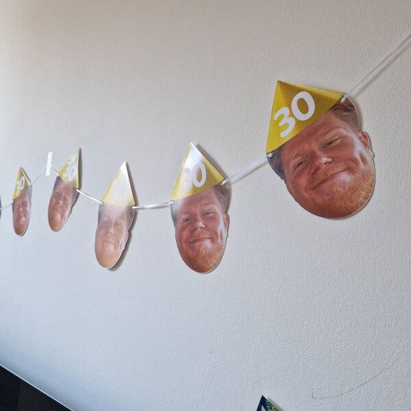 Custom Photo Face Bunting Banner Cutout 30th Birthday Party Decorations ...