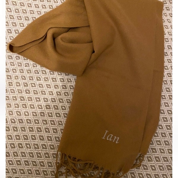 Embroidered, Personalised Scarf With Initial or Name, Monogram Tassel ...