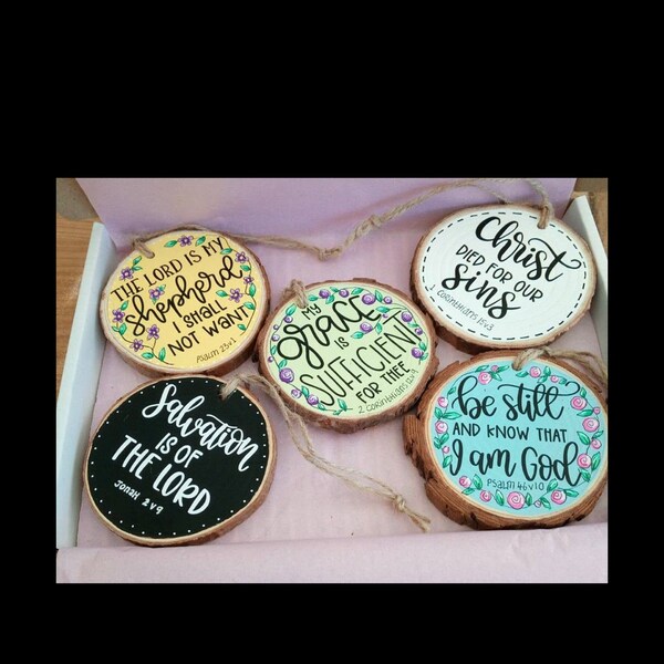 Encouraging Bible Verses on Hand Painted Wood Slices. Part 1 - Etsy UK