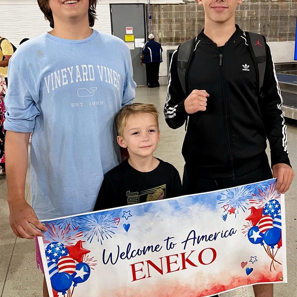 Welcome to America Banner, Custom USA Airport Sign, Au Pair, Exchange ...